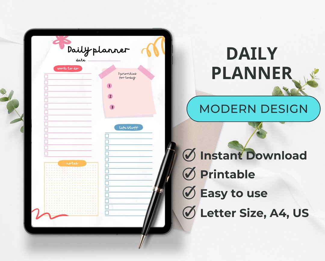 Printable Daily Planner, Simple Functional Personal Daily Planner Best ...