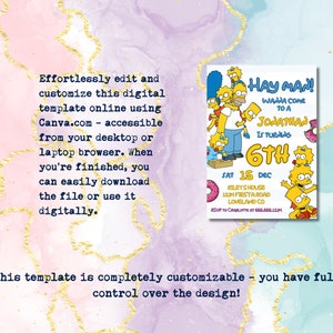 Fully Editable Simpsons Birthday Invitation: Digital Canva Template ...