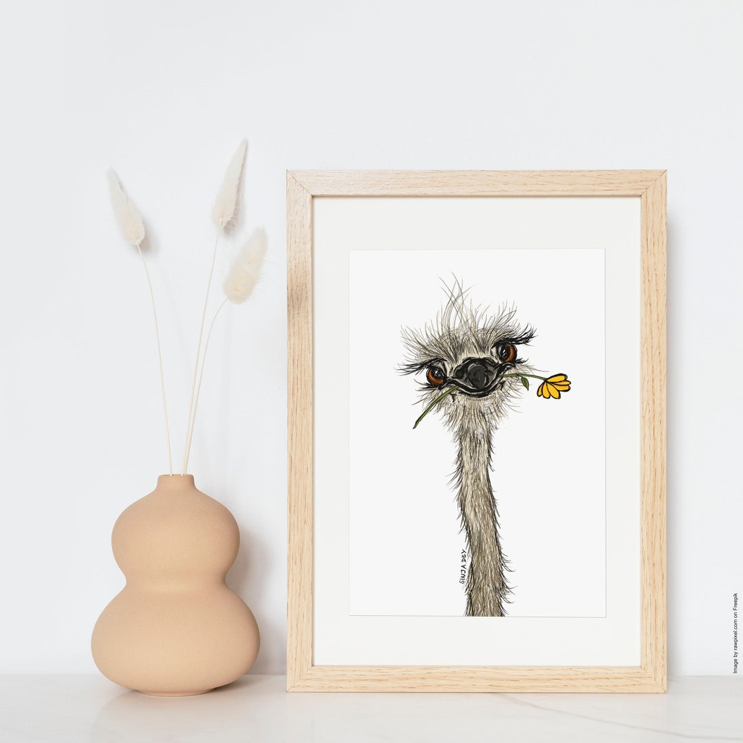 Hello Ostrich Art Print - Etsy