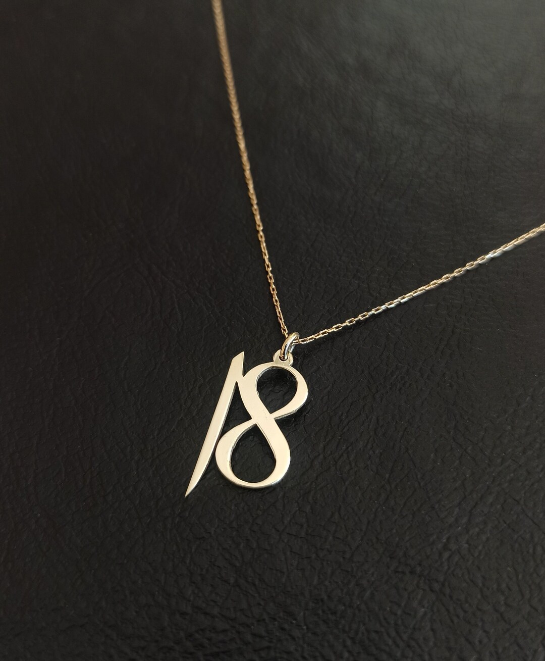 14k Solid Gold Alif and Infinity Necklace, Aleph and Eternity Necklace ...
