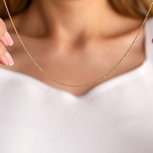 Rope Chain in 14k Solid Gold, Twisted Gold Chain, Thin Chain Necklace ...