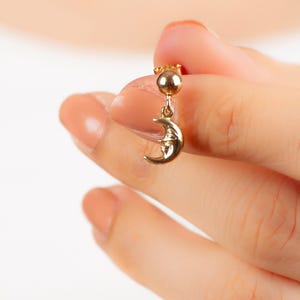 14k Solid Gold Moon Earrings, Moon Face Stud Earrings, Celestial ...