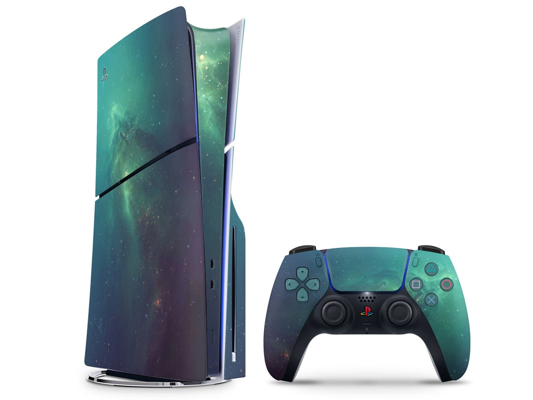 Green Stardust Galaxy PS5 Slim Skin, Outer Space Stars PS5 Console ...