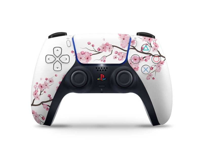 Buy Cherry Blossom White Pink PS5 Slim Skin, Floral Pink PS5 Console ...