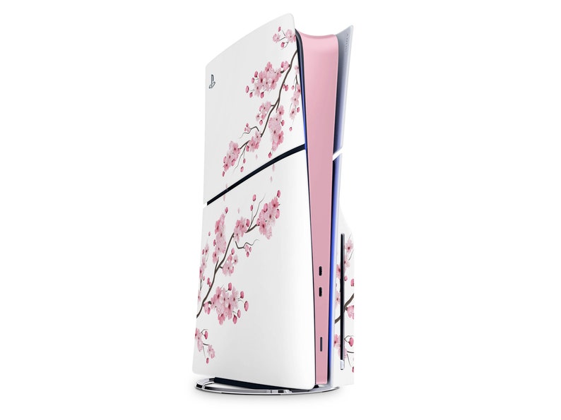 Buy Cherry Blossom White Pink PS5 Slim Skin, Floral Pink PS5 Console ...