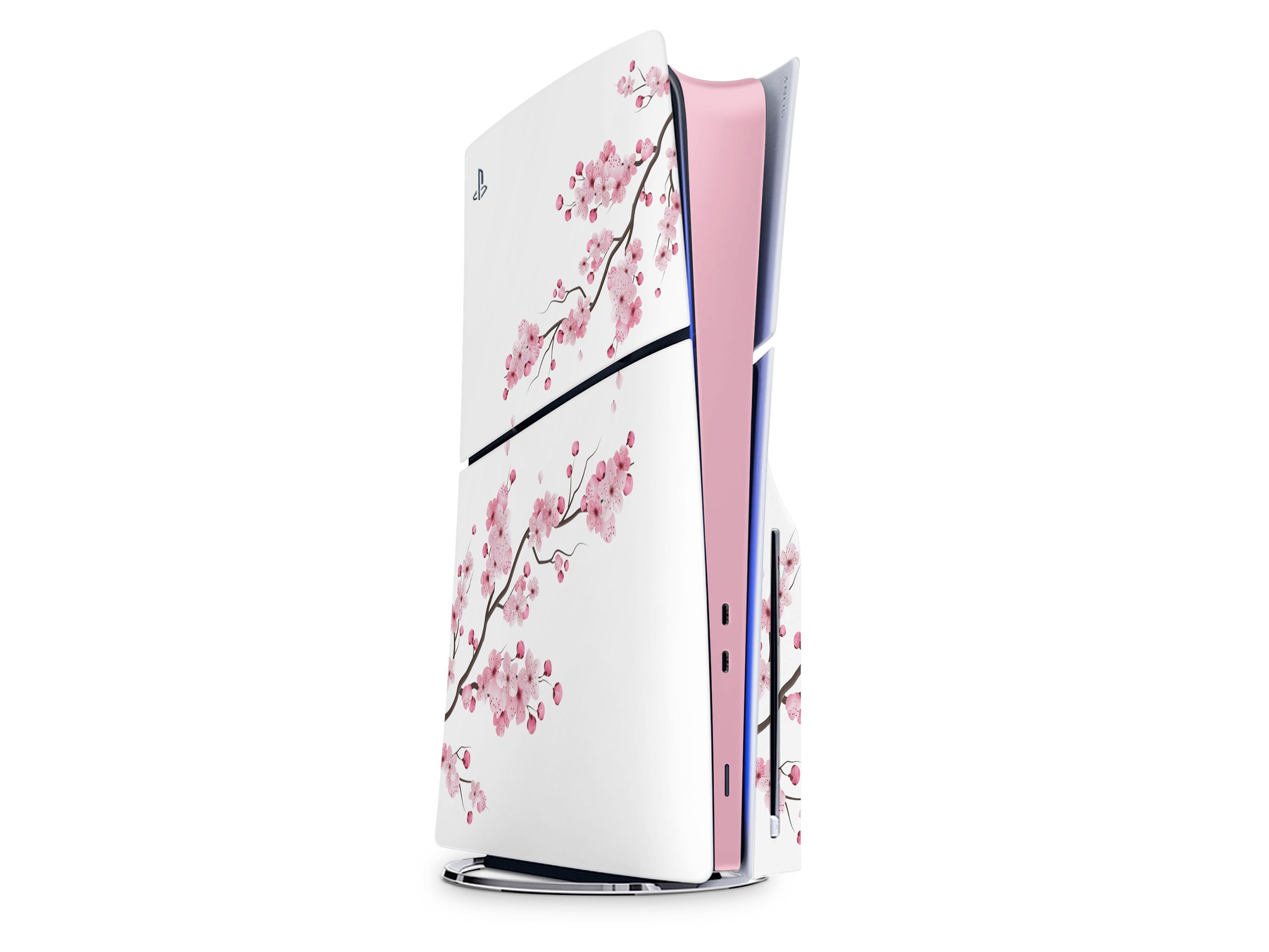 Cherry Blossom White Pink PS5 Slim Skin, Floral Pink PS5 Console ...