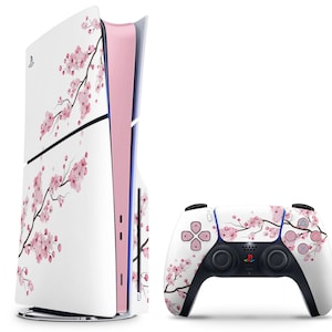 Cherry Blossom White Pink PS5 Slim Skin, Floral Pink PS5 Console ...