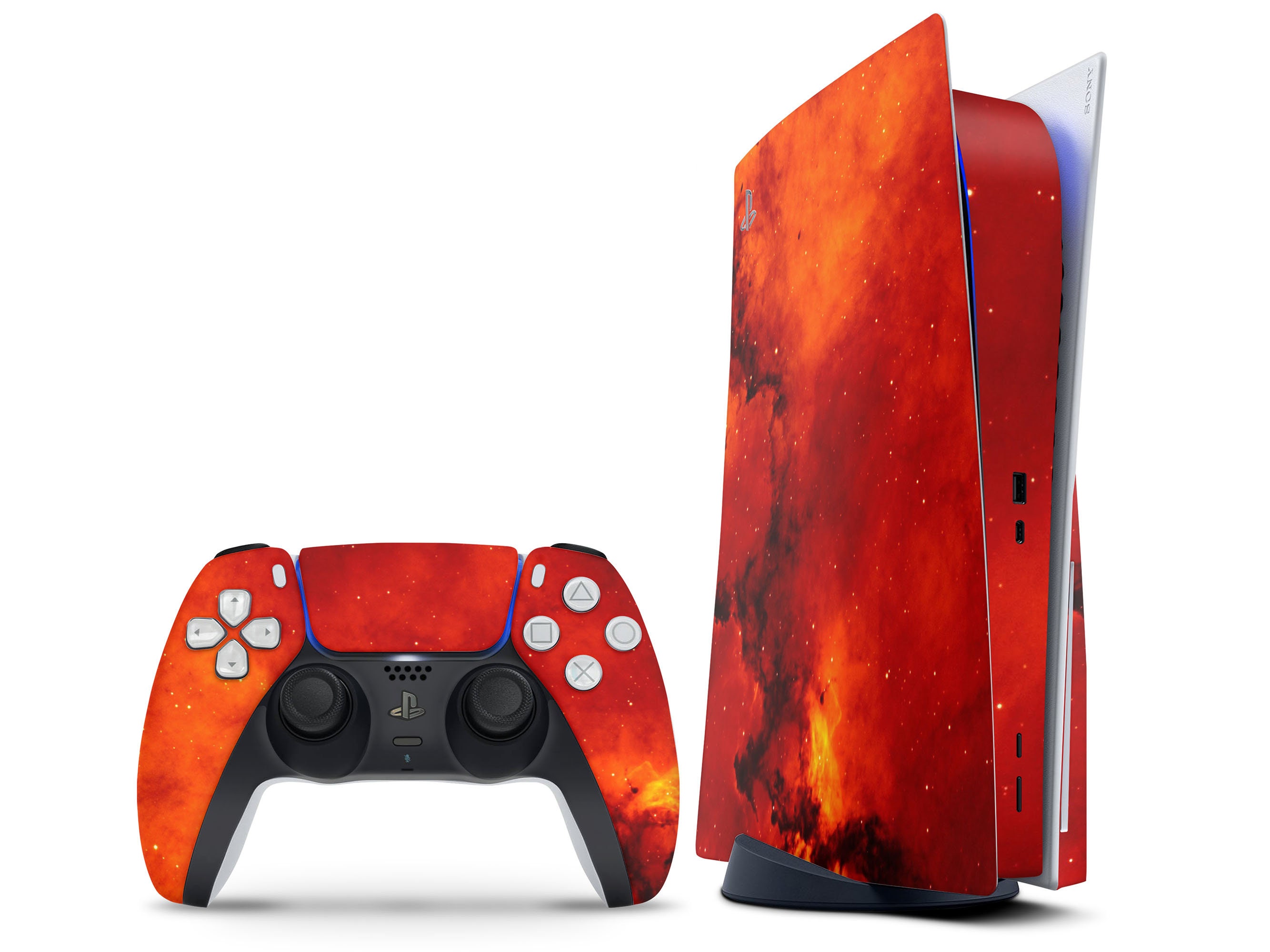 Red Stardust Galaxy PS5 Slim Skin, Outer Space Stars PS5 Console ...