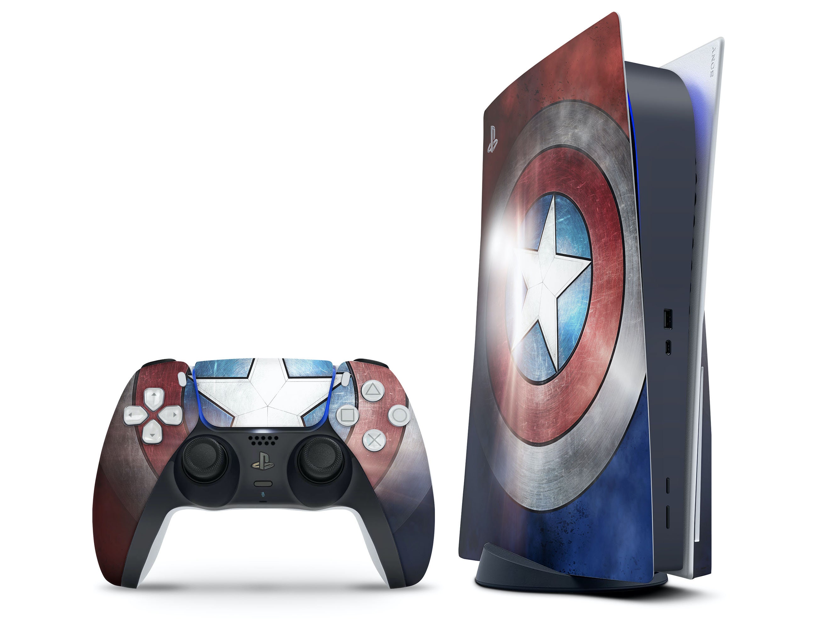 Captain America Shield PS5 Skin Marvel Superhero PS5 Slim Playstation 5 Vinyl Wrap Custom PS5 Controller PS5 Pro Cover 3M Vinyl Etsy