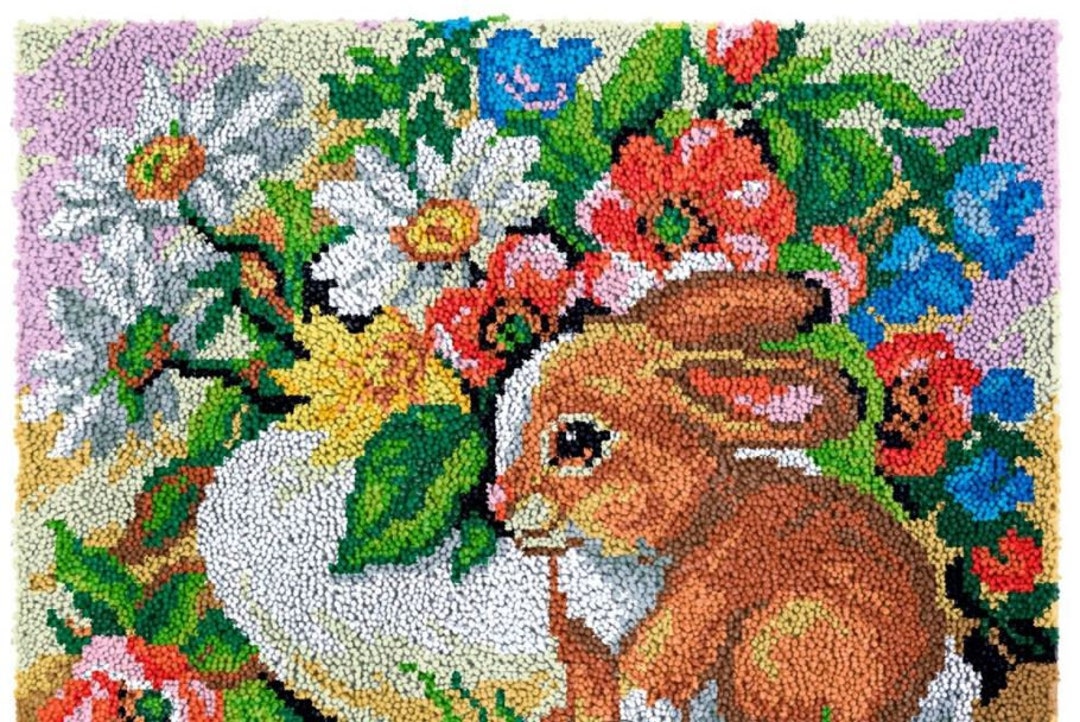 Rug Making Latch Hooking Kit | Rabbit Flowers - Etsy