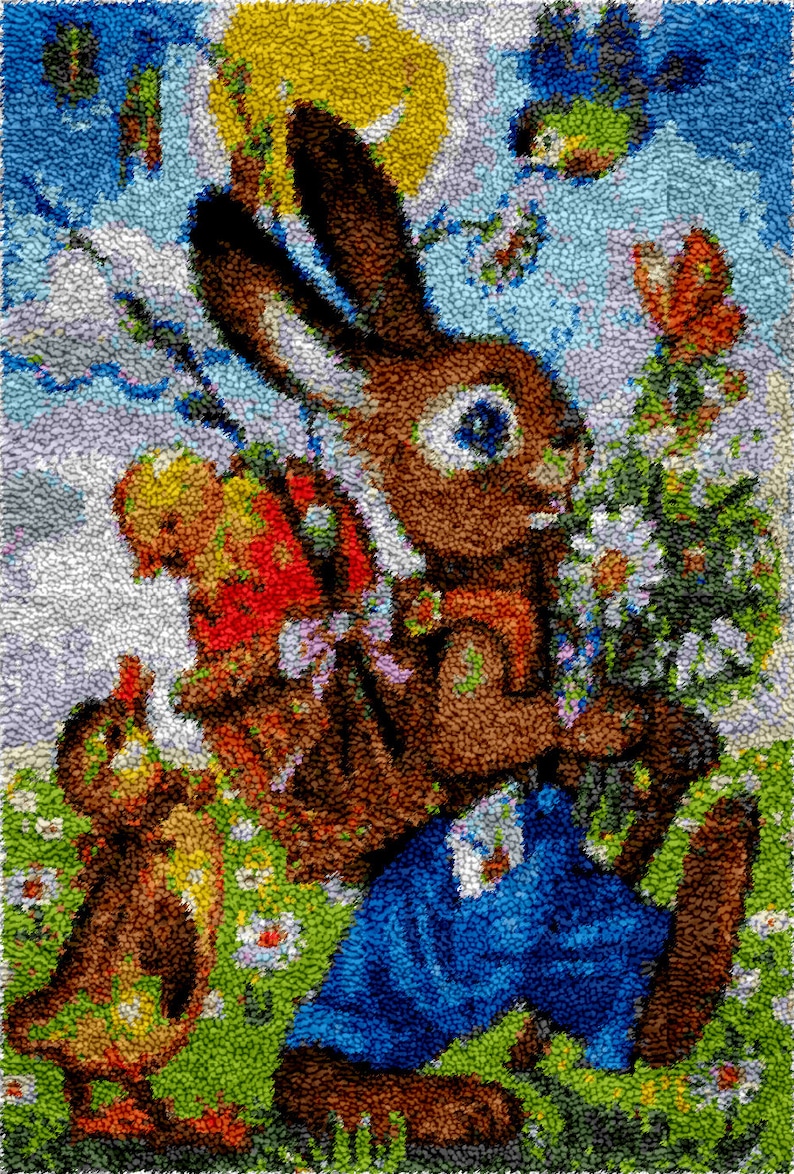 Rug Making Latch Hooking Kit Cartoon Rabbit - Etsy