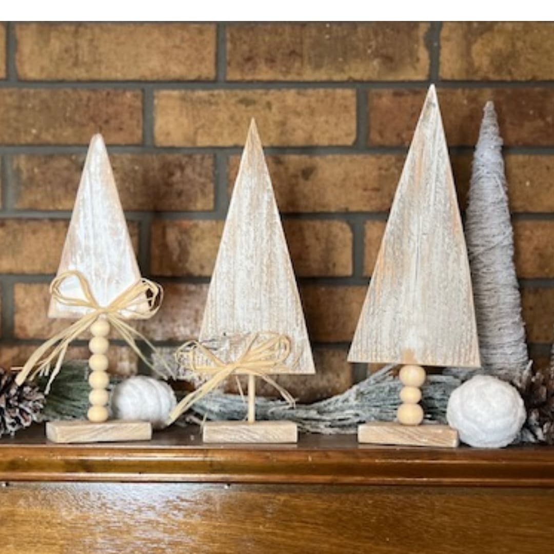 Reclaimed Wood Tree Décor Rustic White Distressed Trees - Etsy