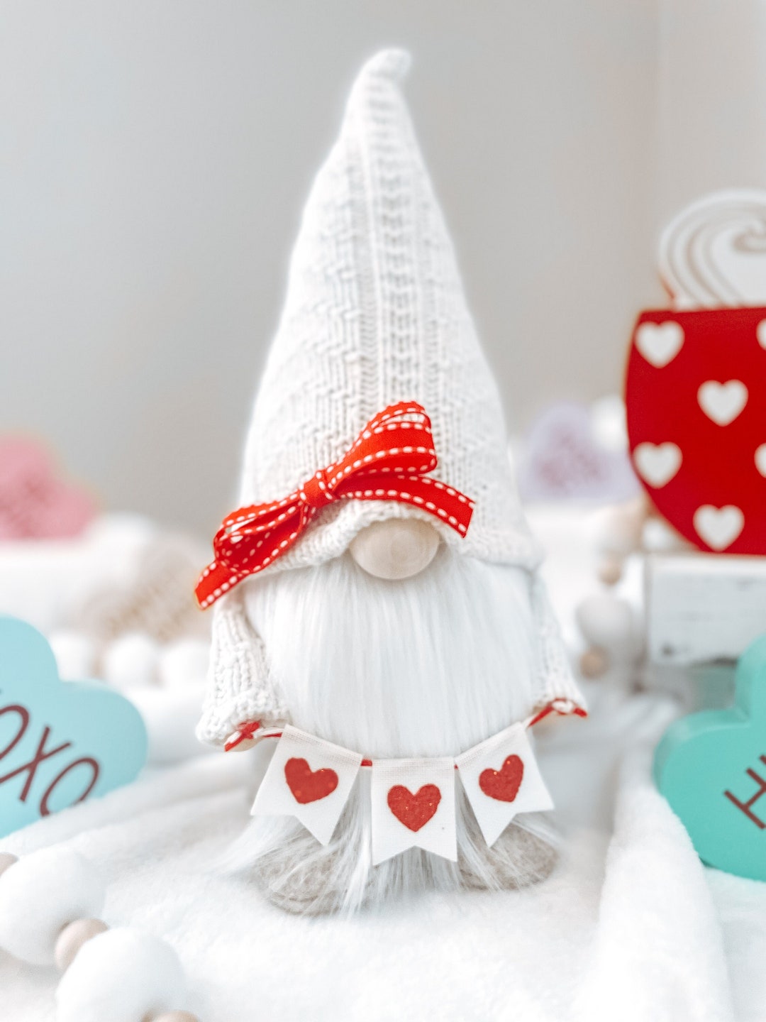 Banner Heart Sweater Gnome, Plush Sweater Gnome, Valentines Day Gnome ...