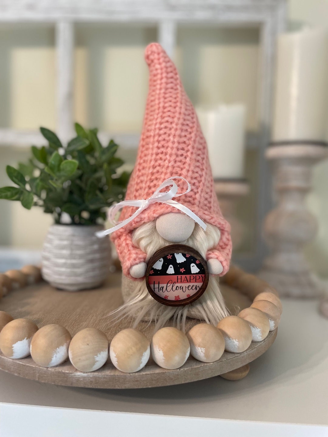 Gnome. Adorable Boo Ghost Gnome, Pink Gnome, Halloween Gnome, Fall ...