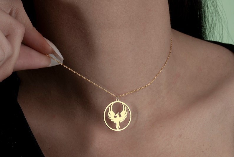 Dainty Phoenix Necklace, Dragon Pendant, Phoenix Charm, Phoenix Rising ...
