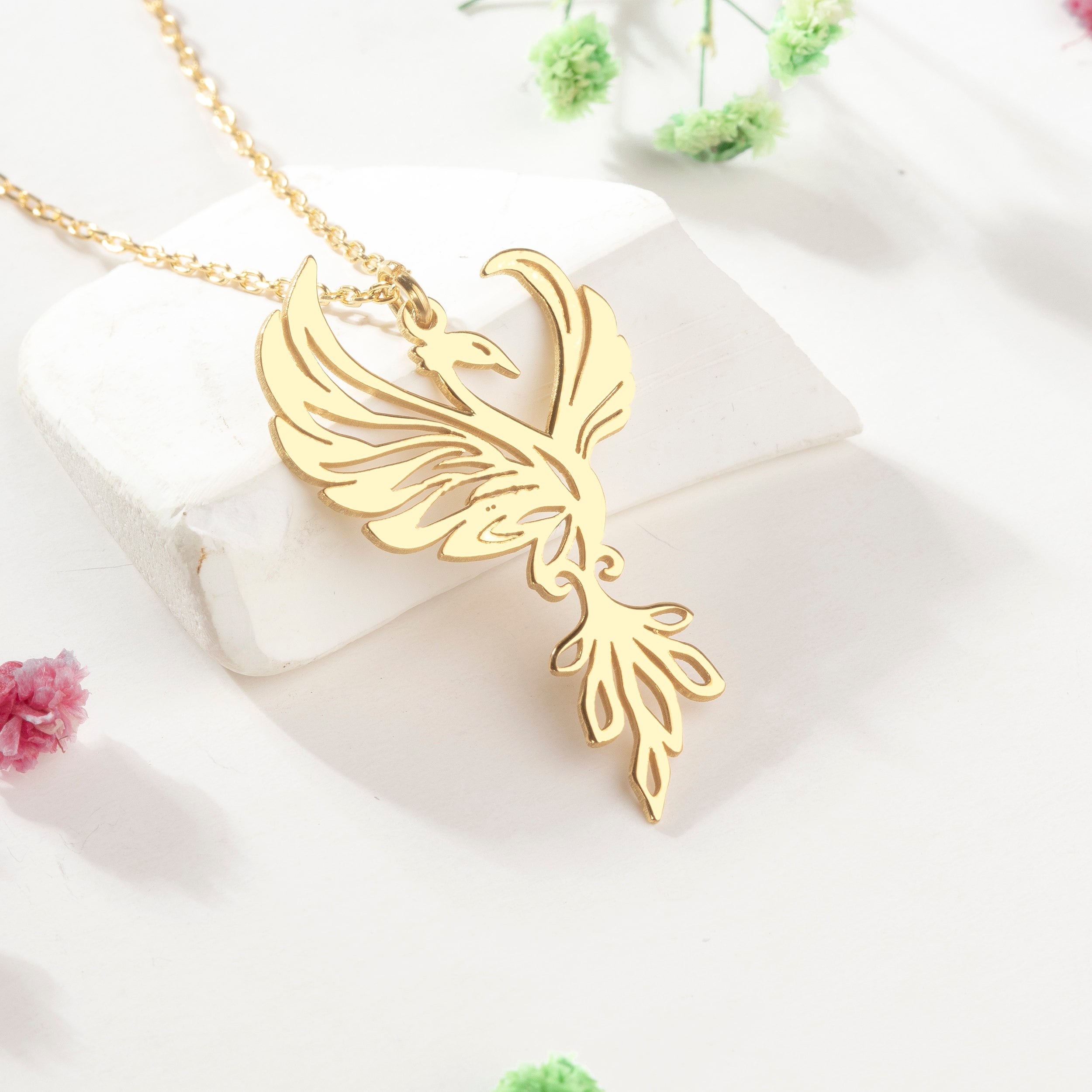 Dainty Phoenix Necklace, Dragon Pendant, Phoenix Charm, Phoenix Rising ...