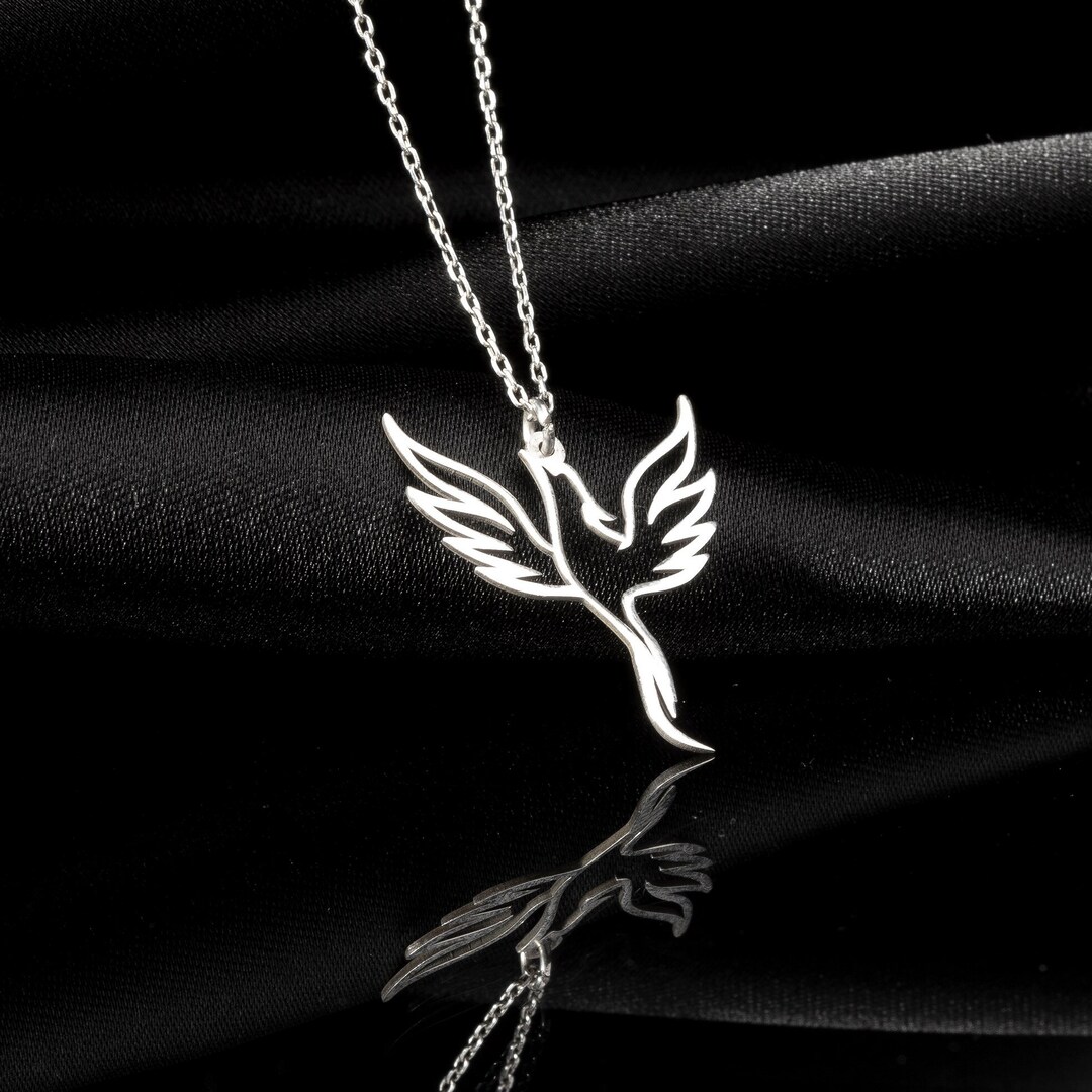 Dainty Phoenix Necklace, Dragon Pendant, Phoenix Charm, Phoenix Rising ...