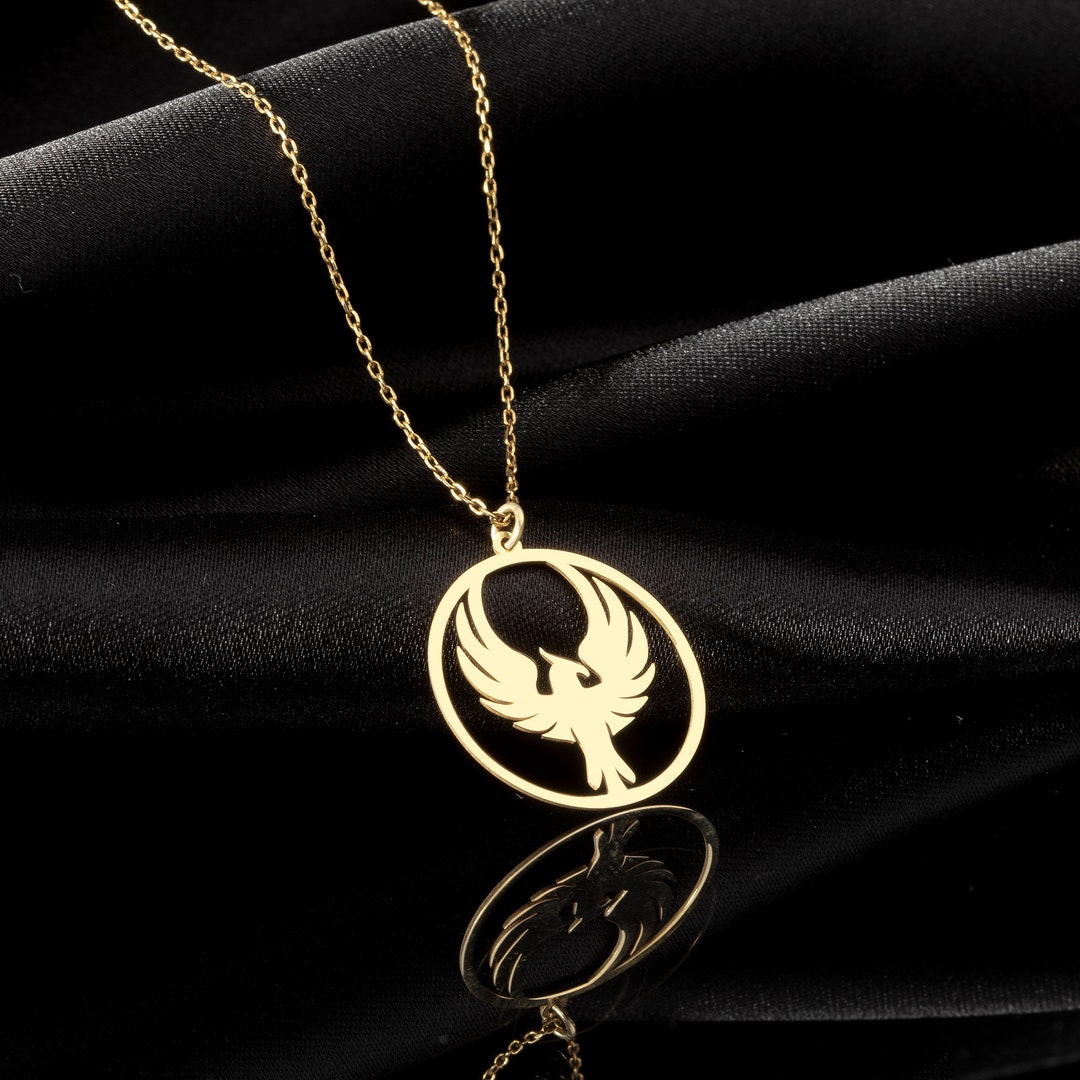 Dainty Phoenix Necklace, Dragon Pendant, Phoenix Charm, Phoenix Rising ...