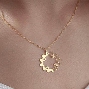 Dainty Tiny Engineer Wheel Necklace, Engineer Gift, Robot Necklace ...