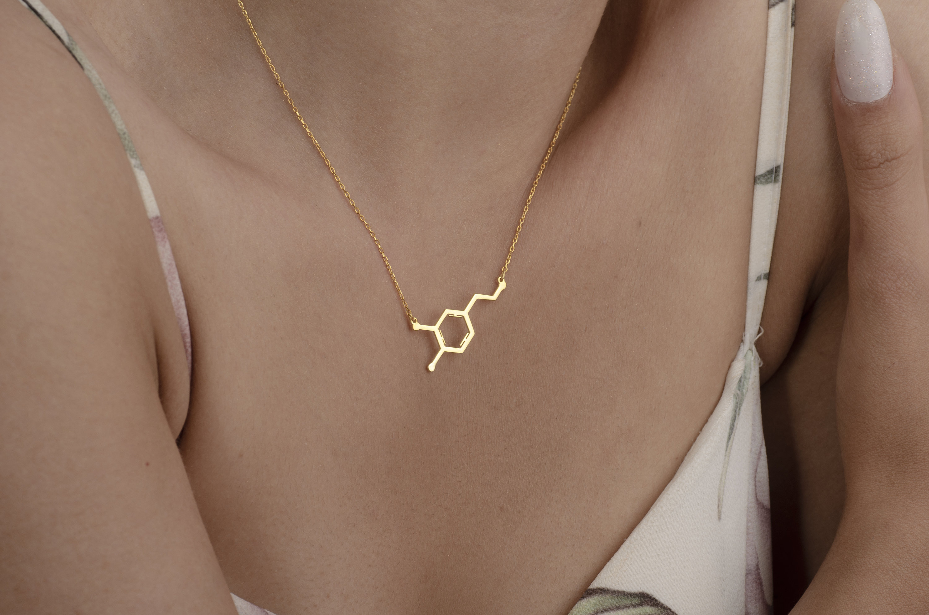 Dopamine Necklace Pendant, Sterling Silver Molecular Jewelry, Gift for Her, Motivation Necklace ...