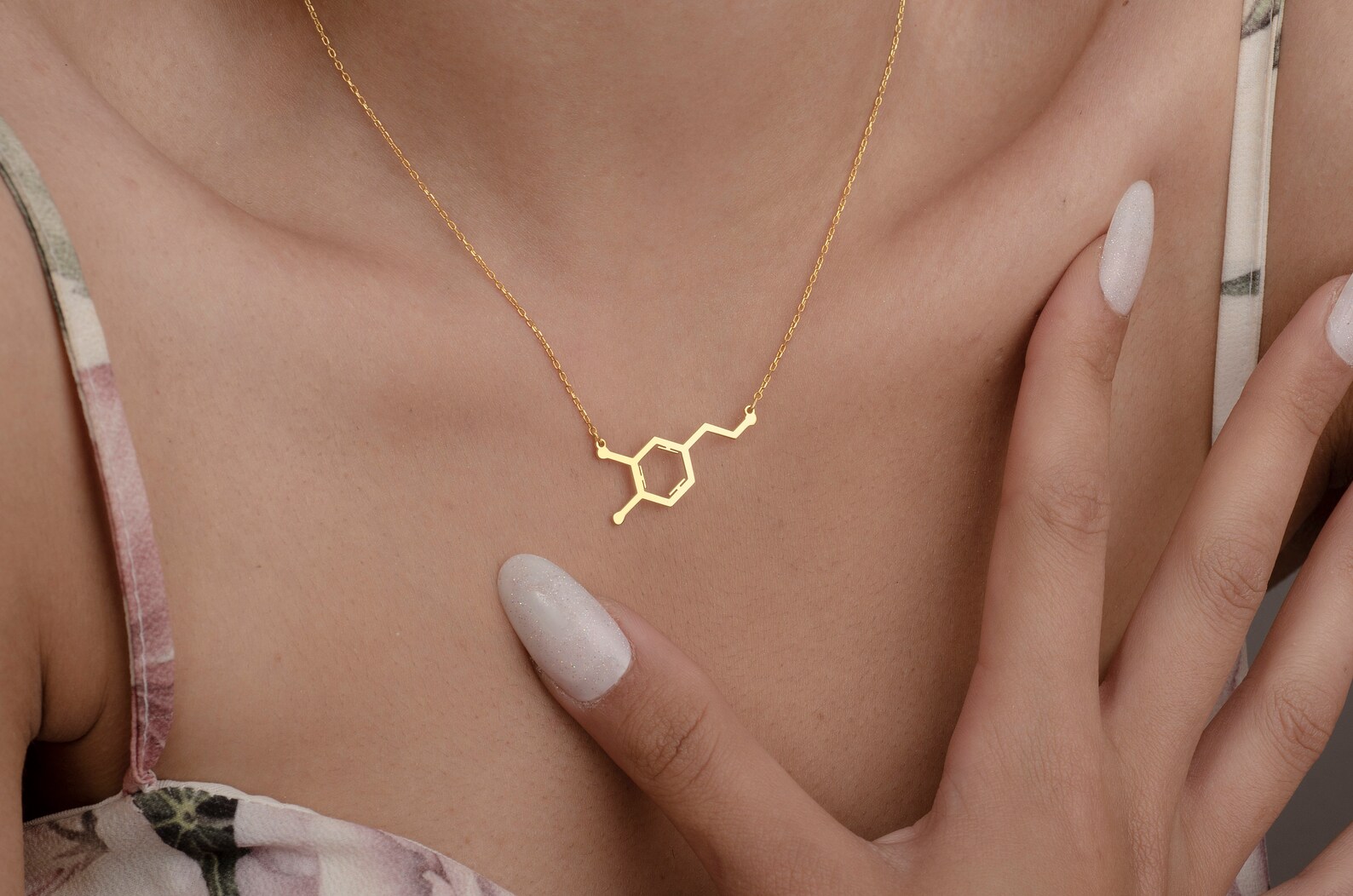 Dopamine Necklace Pendant, Sterling Silver Molecular Jewelry, Gift for Her, Motivation Necklace ...