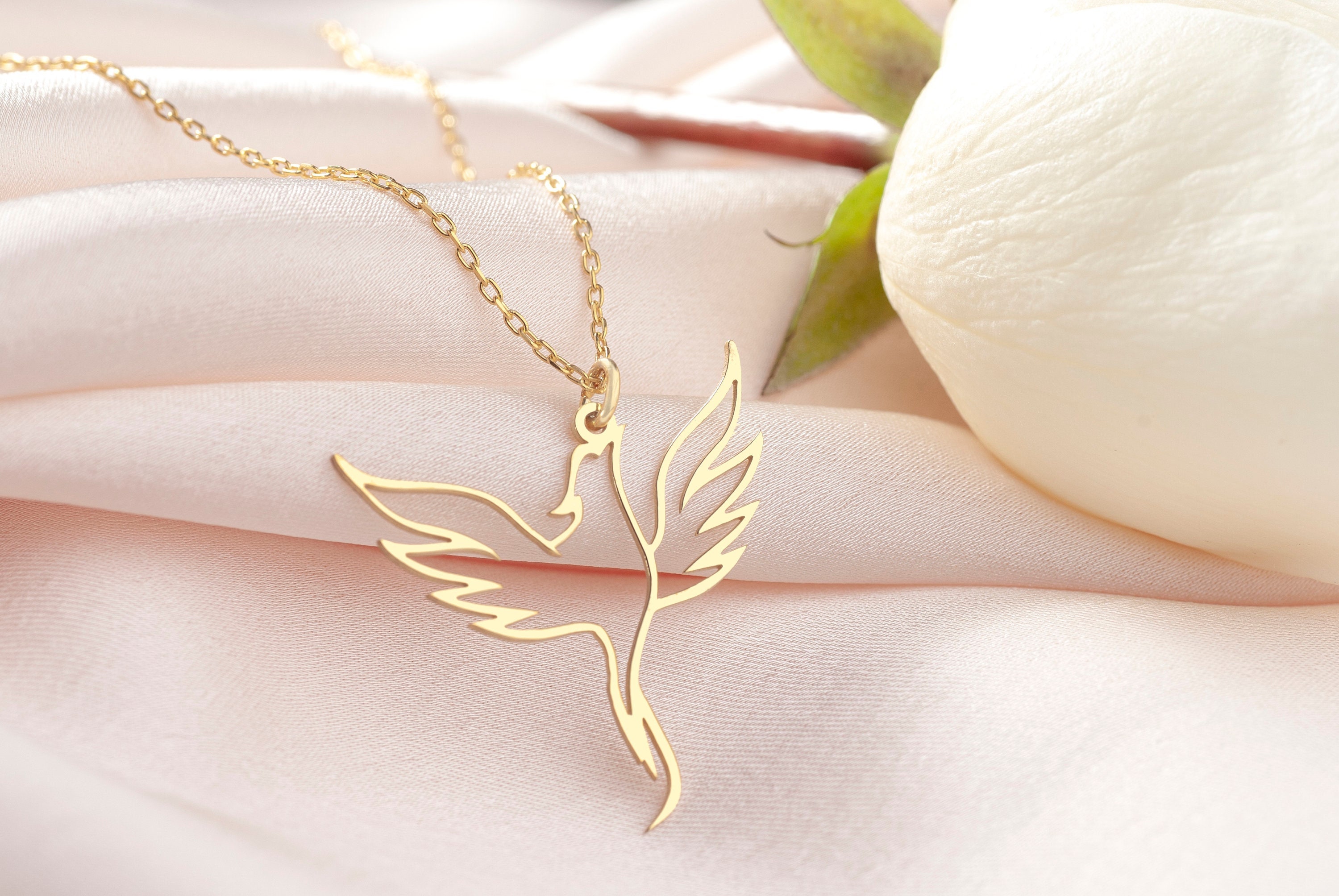 Dainty Phoenix Necklace, Dragon Pendant, Phoenix Charm, Phoenix Rising ...