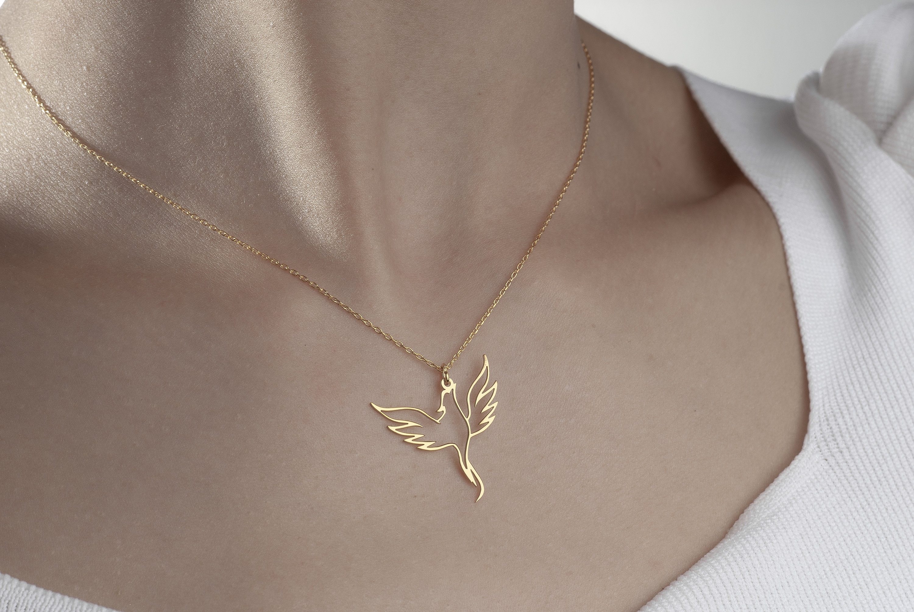 Dainty Phoenix Necklace, Dragon Pendant, Phoenix Charm, Phoenix Rising ...