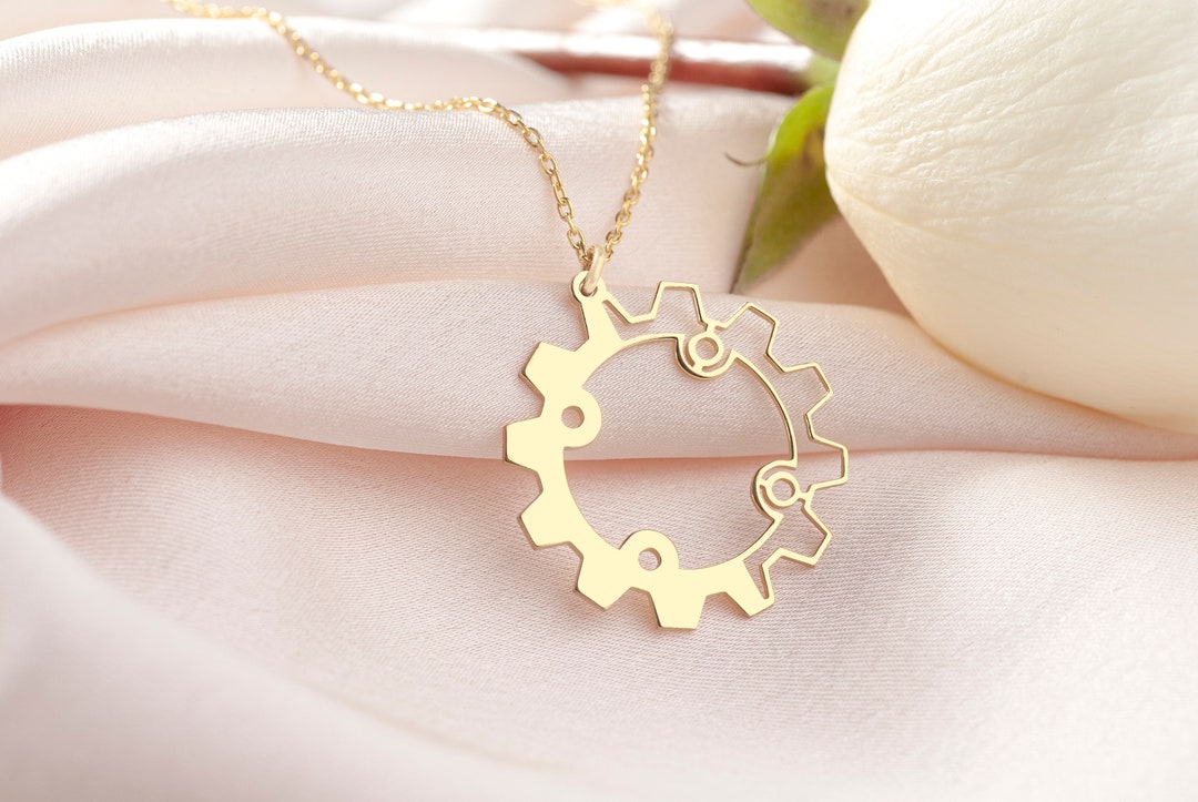 Sterling Silver Gear Necklace, Engineer Jewelry Gift - Etsy