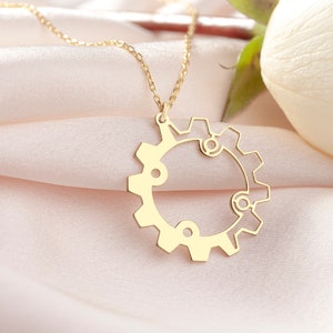Dainty Tiny Engineer Wheel Necklace, Engineer Gift, Robot Necklace ...