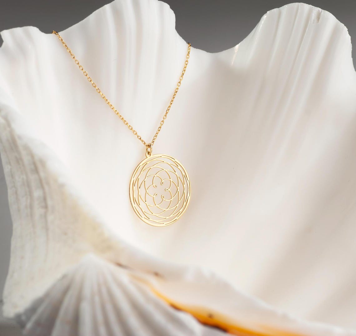 Sterling Silver Rose of Venus Necklace, Sacred Geometry Pendant - Etsy