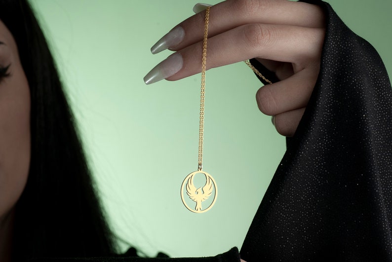 Dainty Phoenix Necklace, Dragon Pendant, Phoenix Charm, Phoenix Rising ...