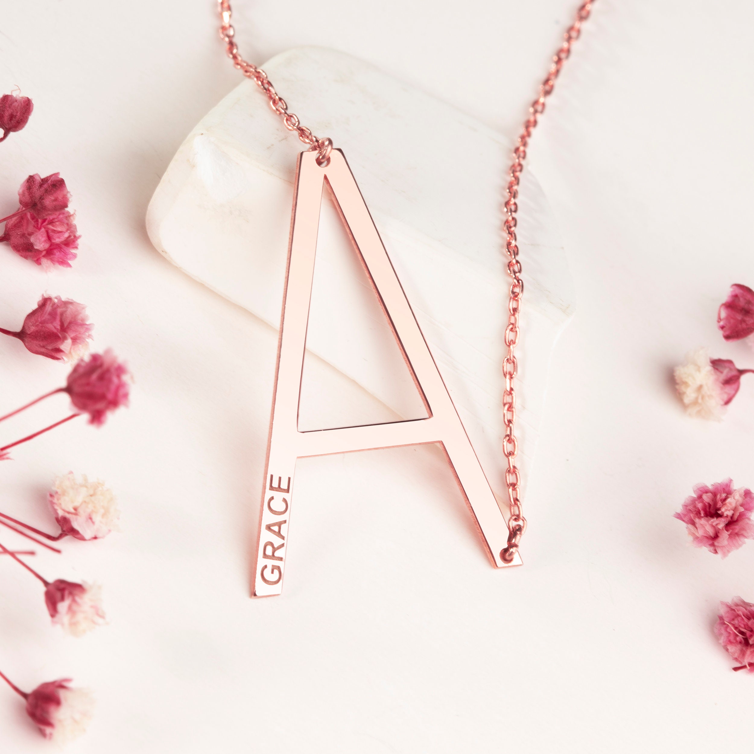 Handmade Initial Name Necklace Nameplate Necklace Silver Initial ...