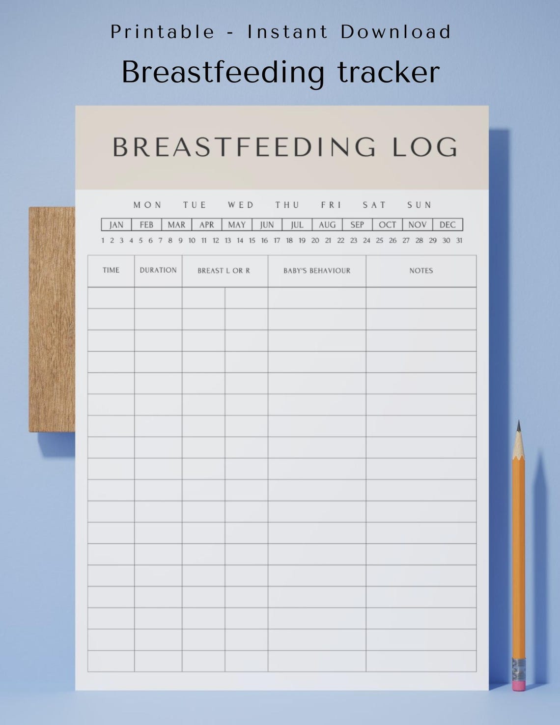 Breastfeeding Log - Baby Breastfeeding Tracker - Digital Download - Pdf ...