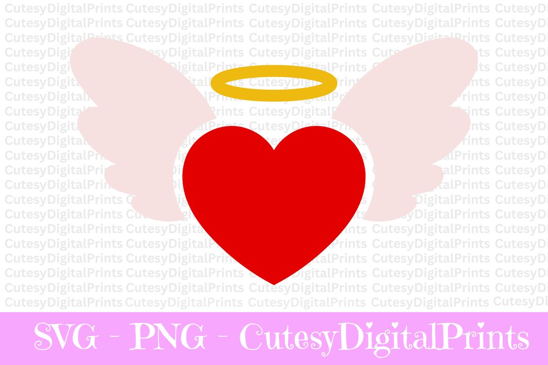 Angel Heart Svg, Angel Heart With Wings Svg, Angel Heart Svg, Angel ...
