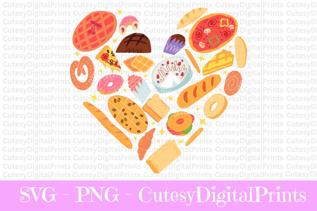 Food Svg, Food Heart Svg, Food Heart Png, I Love Food, Silhouette, Food ...
