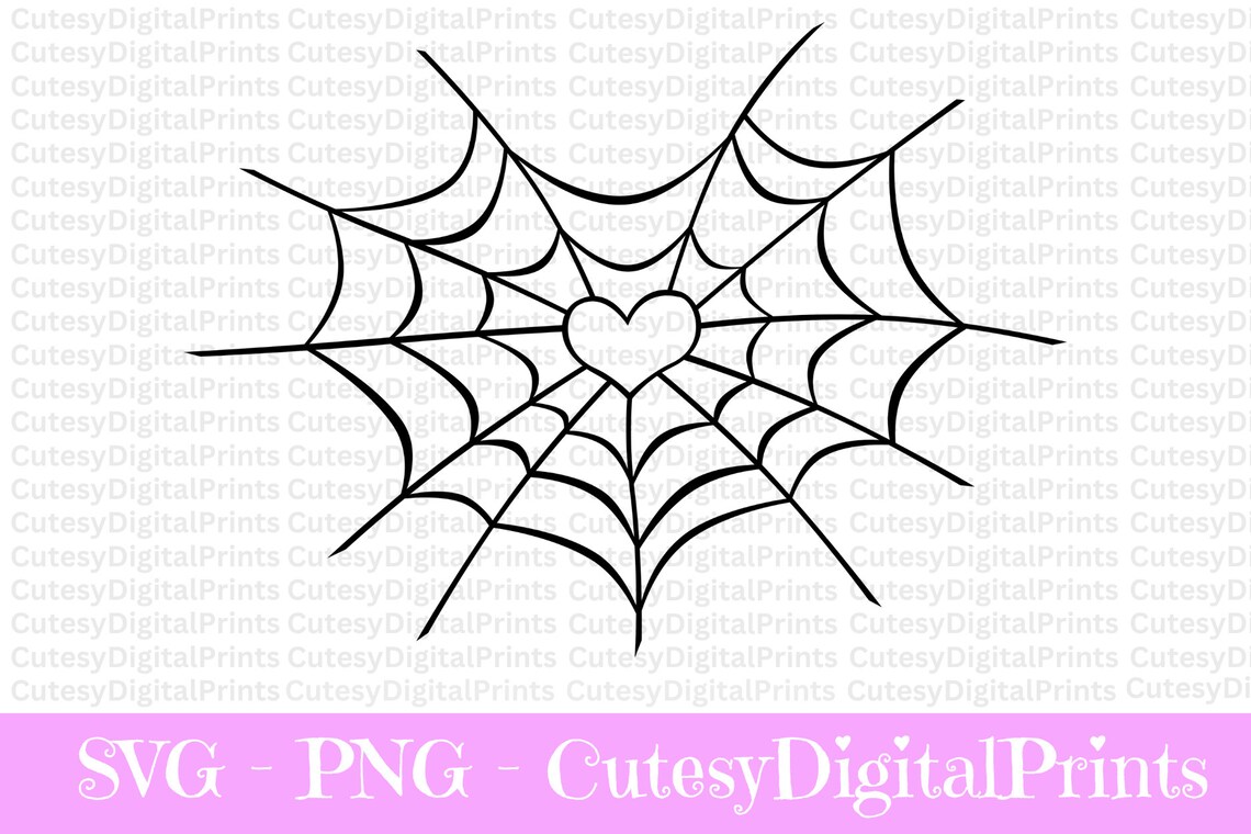 Heart Spiderweb SVG, Spider Web With Heart Cut Files, Halloween Spider ...