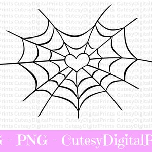 Heart Spiderweb SVG, Spider Web With Heart Cut Files, Halloween Spider ...