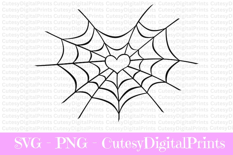Heart Spiderweb SVG, Spider Web With Heart Cut Files, Halloween Spider ...