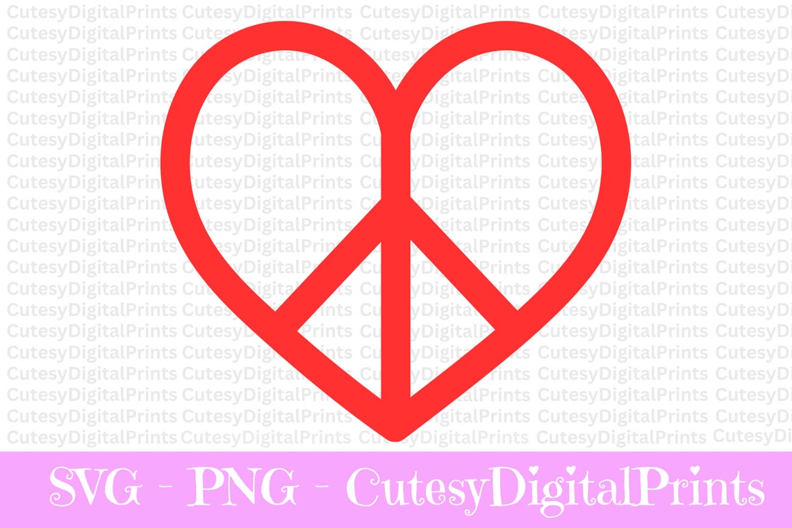 Heart Peace Sign SVG, Peace Sign SVG, Peace SVG, Heart Svg, Valentine ...