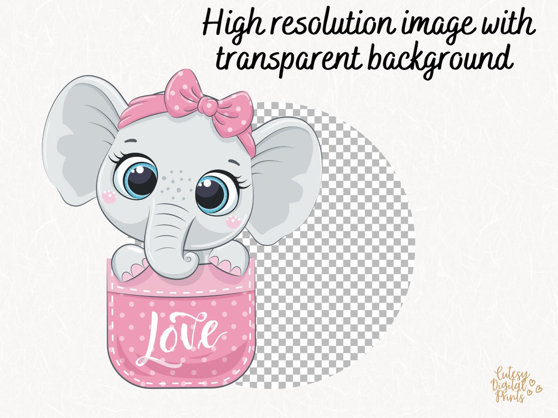 Cute Elephant Nursery Svg Bundle, Pink Elephant Svg, Baby Girl Clipart ...