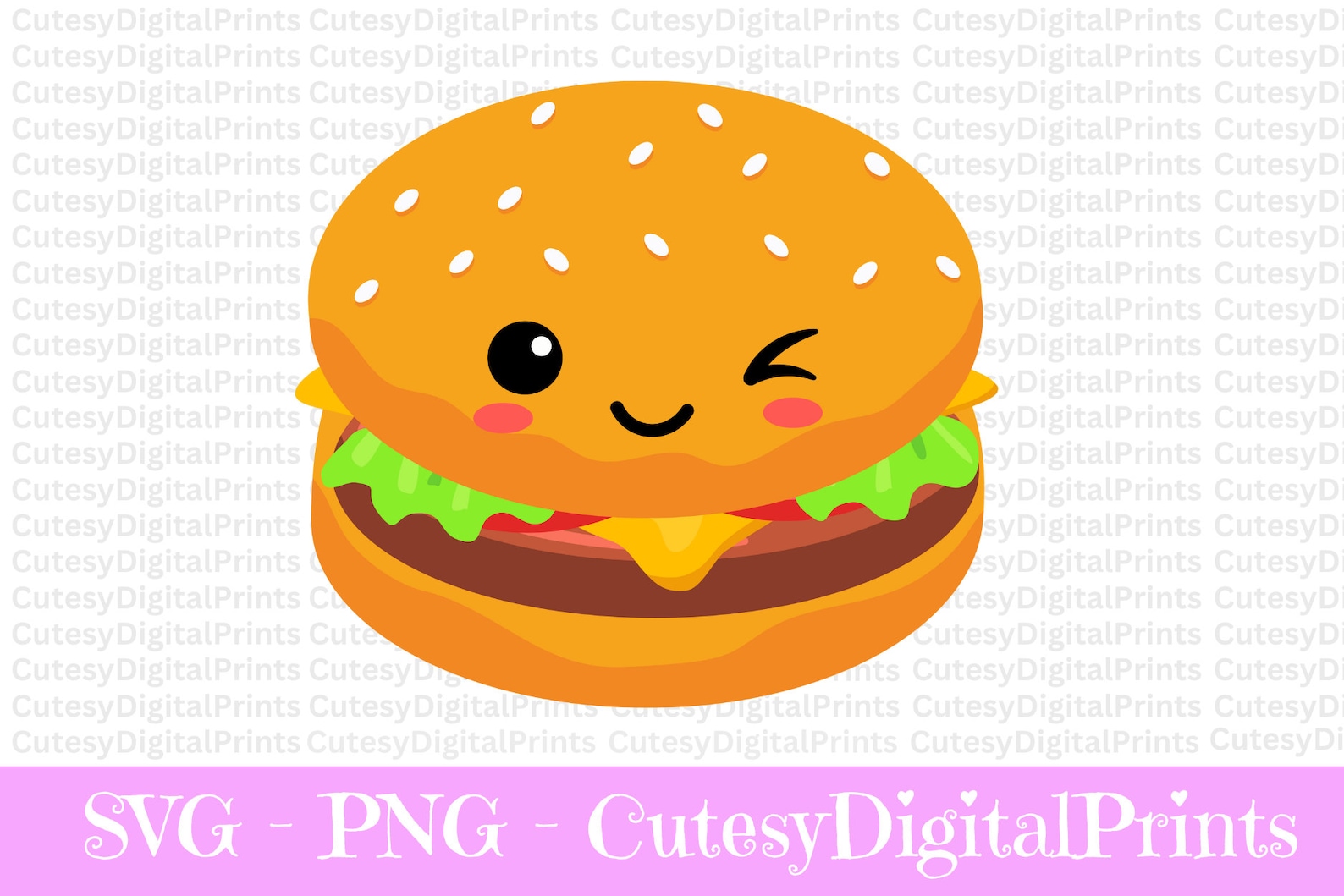 Cute Burger Svg, Kawaii Hamburger Svg, Cute Cheeseburger Svg, Kawaii ...