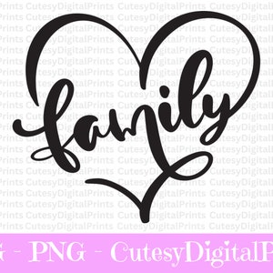 Family Cursive SVG, Family Wall Decor SVG, Family Heart SVG, Family ...