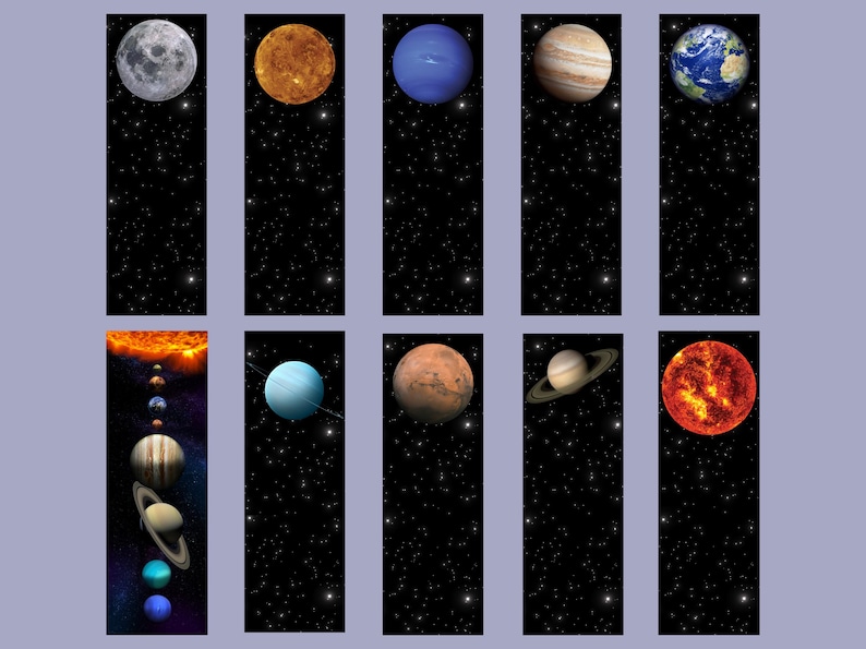10 Printable Planets Bookmark Designs PDF & PNG Bookmark Files Solar ...