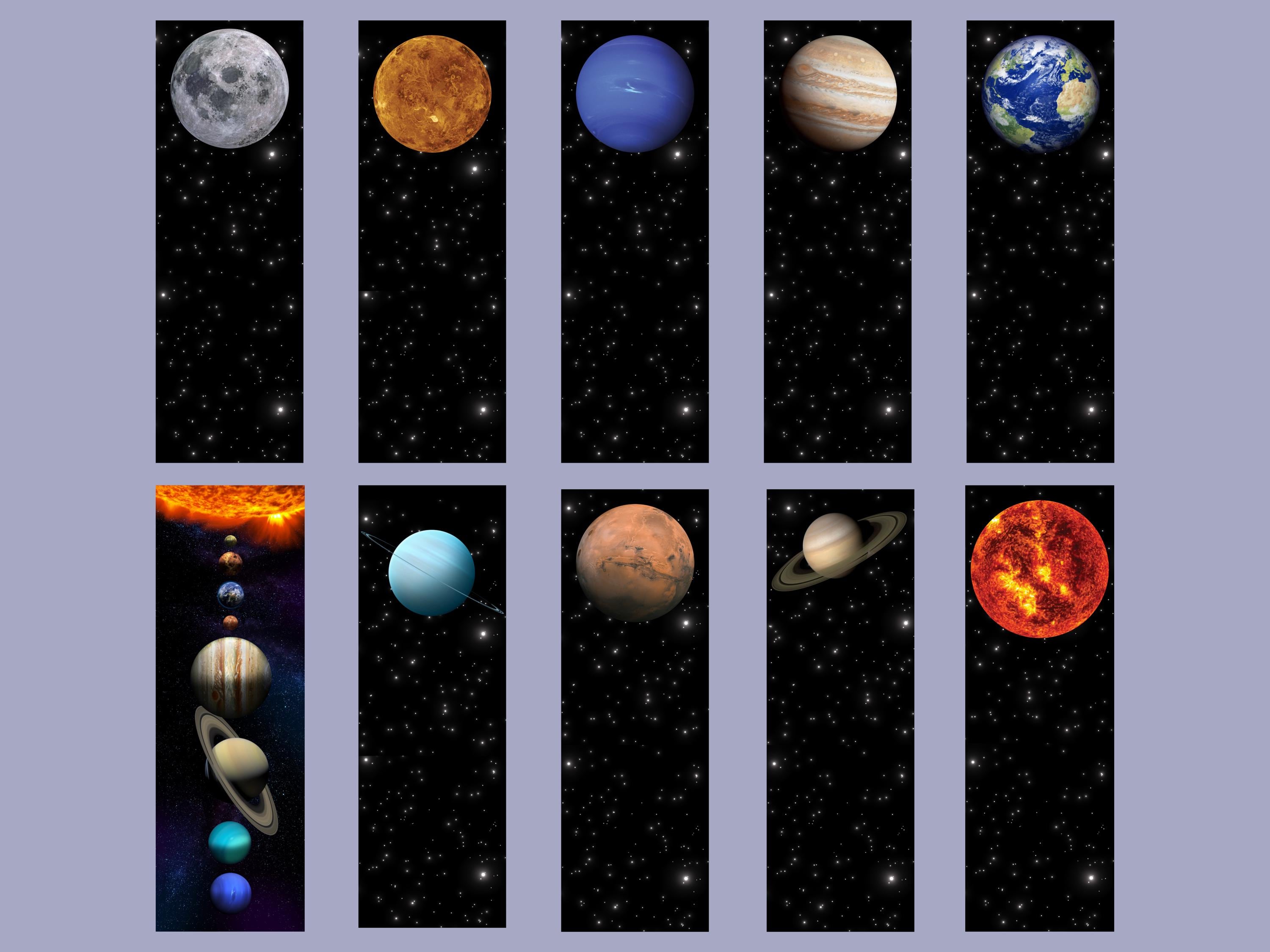 10 Printable Planets Bookmark Designs | PDF & PNG Bookmark Files ...