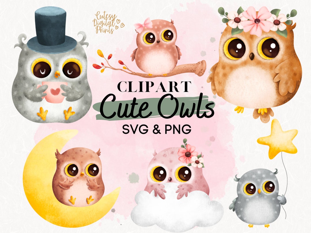 Cute Owls, Watercolor Baby Owls Clipart, Baby Animals, Woodland Animals ...