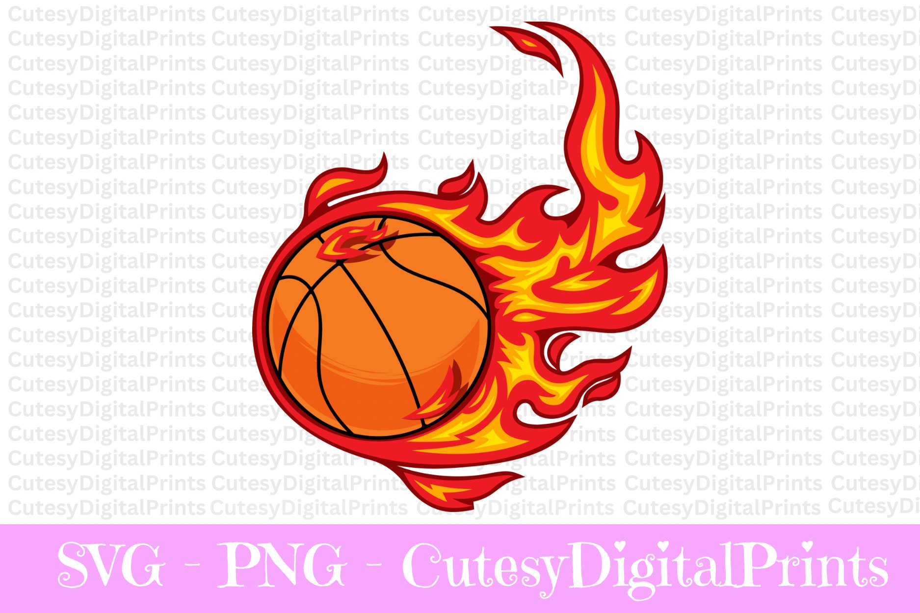 Flaming Basketball Svg, Basketball Fire Svg, Basketball Flames Svg ...