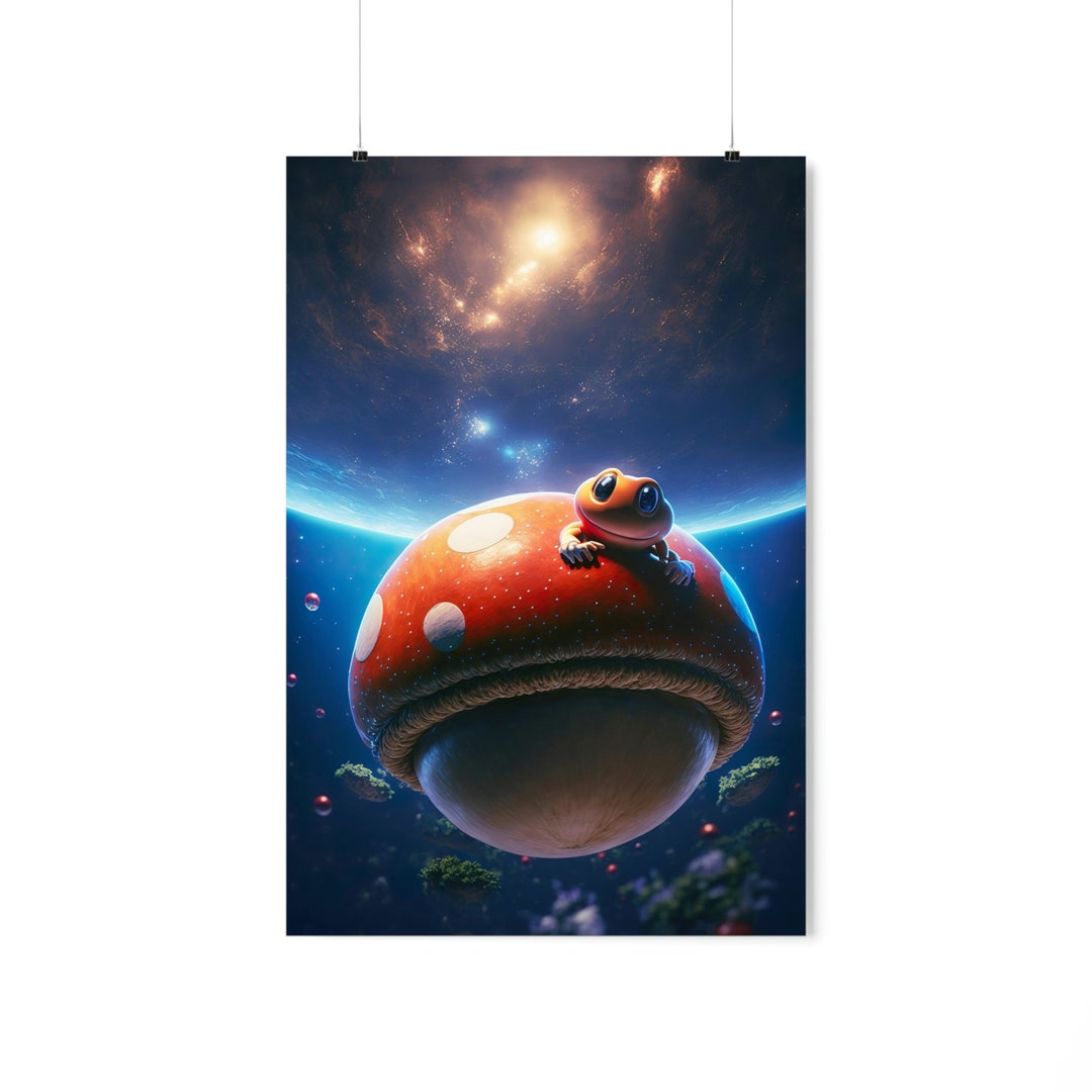 Alien Floating on Mushroom in Space With Planet - 4k Definition ...