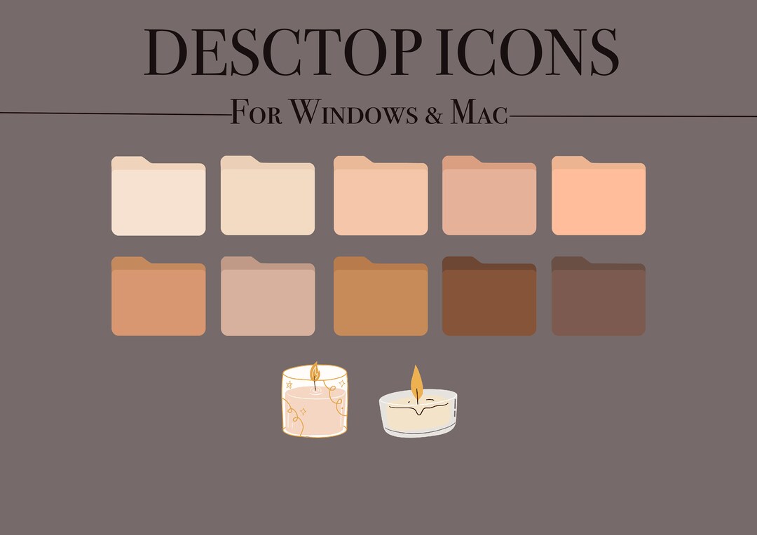 12 NEUTRAL Desctop Folder Icons Mac and Windows Customizable - Etsy