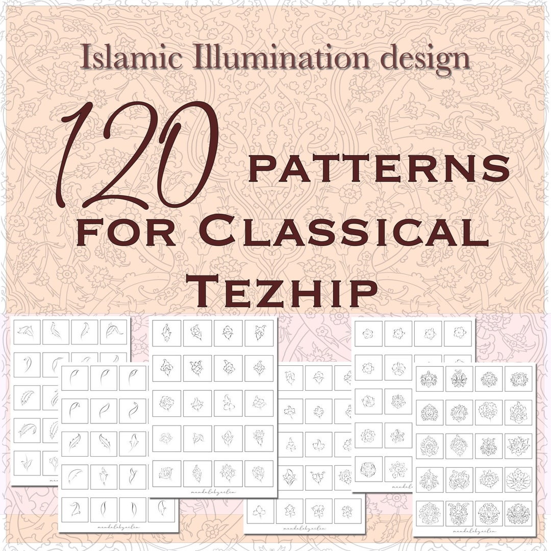 120 Patterns for Classical Tezhip, Printable Sheets, PDF Pattern Box ...