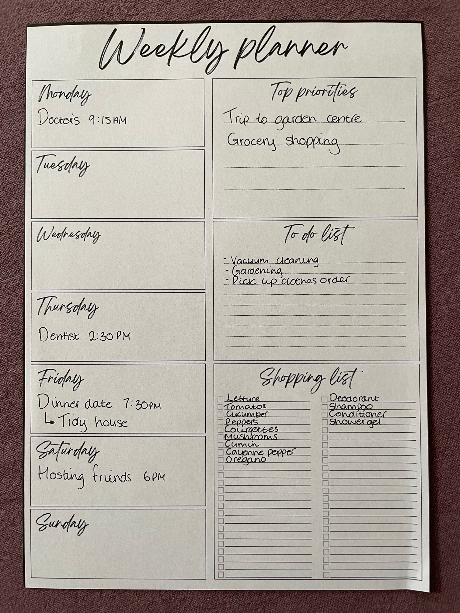 Weekly Planner Digital Download - Etsy